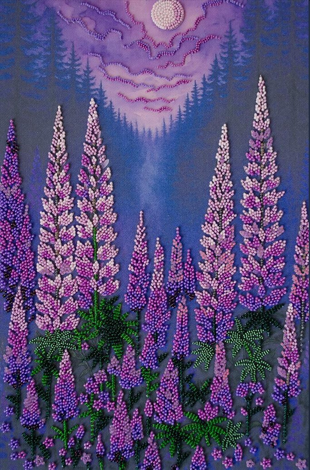 Purple Flowers Bead Embroidery Kit – DIY Beading Kit Beginner | Bead ...
