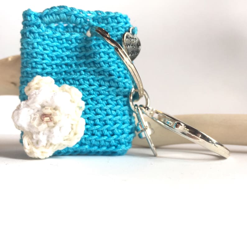 Key Holder - Keychains - Crochet Purse Keychain - Turquoise Purse Key ...