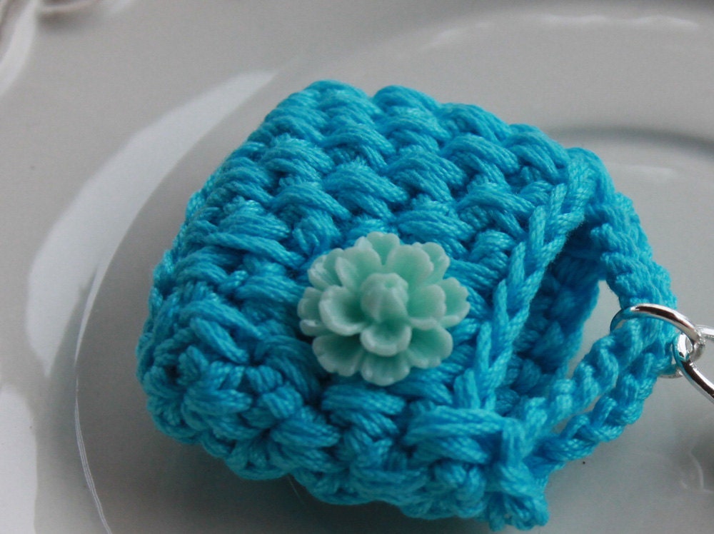 Key Holder - Crochet Purse Keychain - Turquoise Purse Key Chain ...