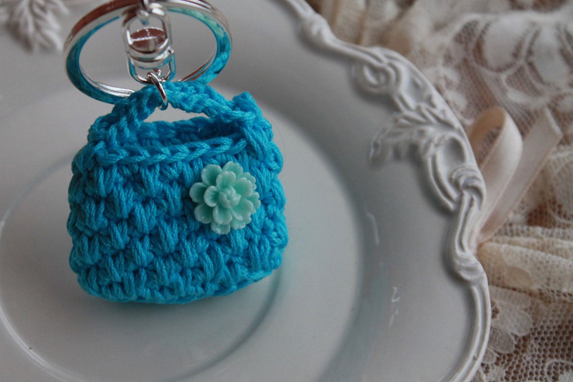 Key Holder - Crochet Purse Keychain - Turquoise Purse Key Chain ...