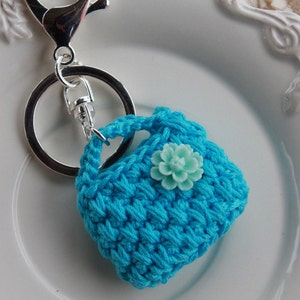 Key Holder - Crochet Purse Keychain - Turquoise Purse Key Chain ...