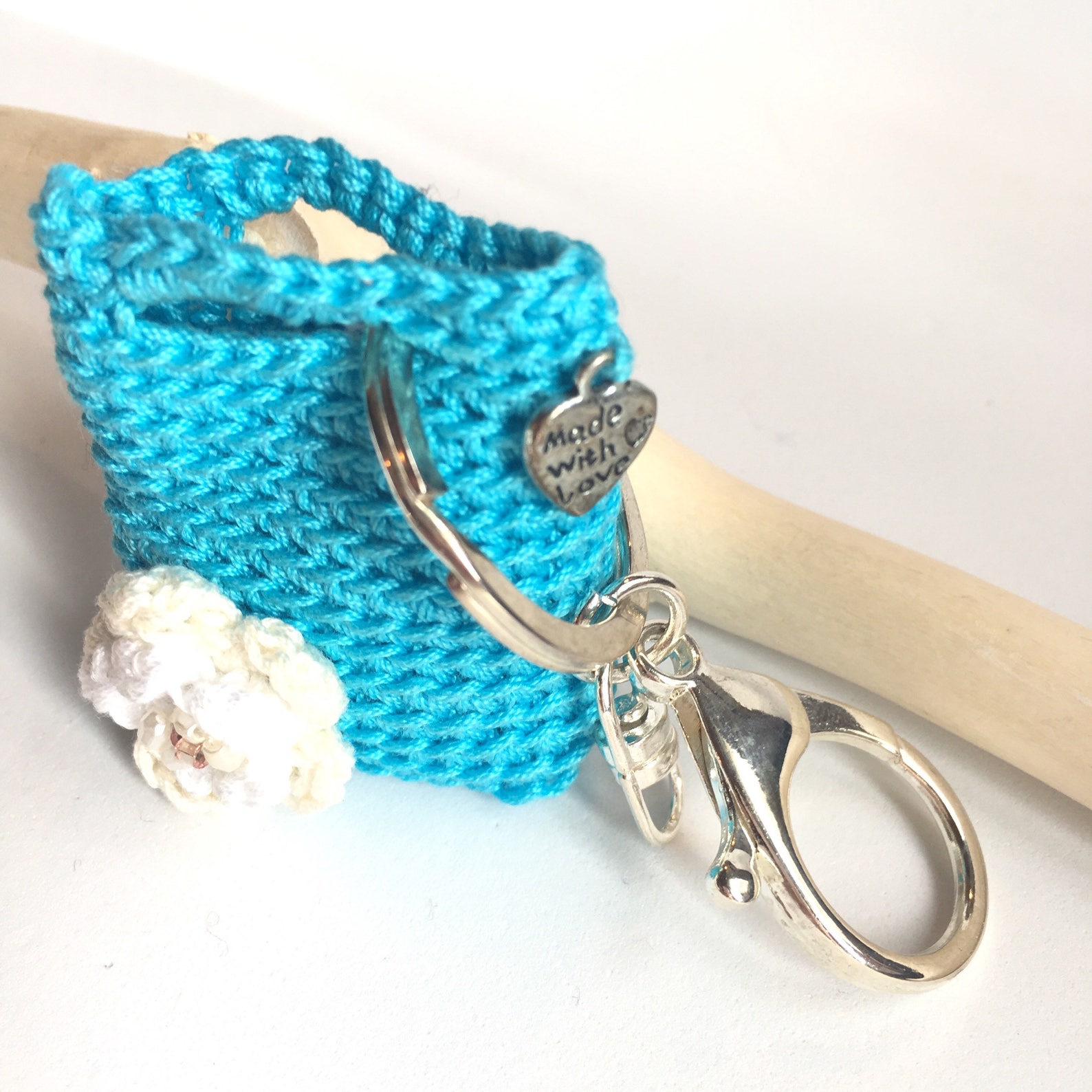 Key Holder - Keychains - Crochet Purse Keychain - Turquoise Purse Key ...