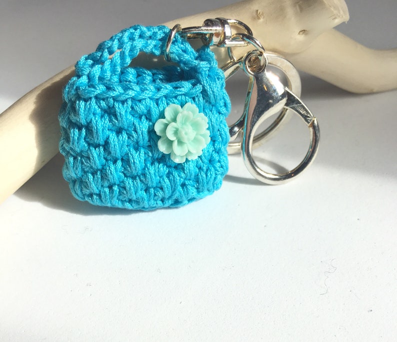 Key Holder - Crochet Purse Keychain - Turquoise Purse Key Chain ...