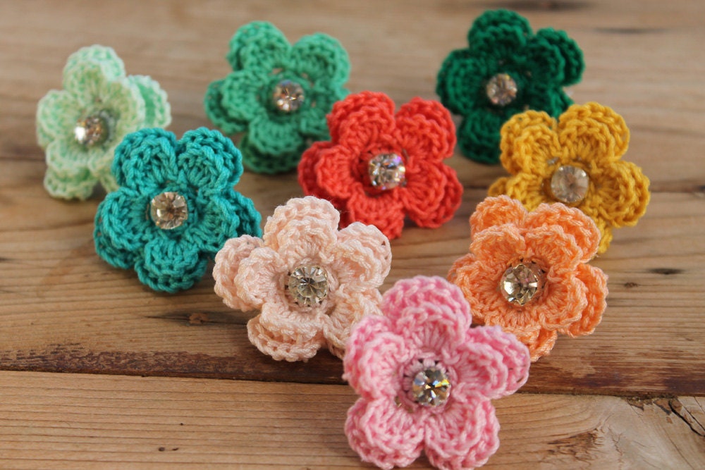 Ring Crochet Ring Green Mint Flower Crocheted Ring Delicate Flower Ring ...