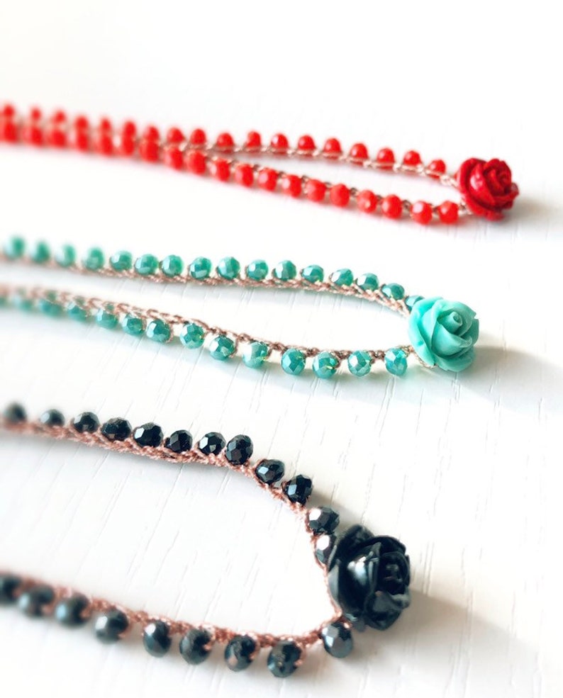 Choker - Round Neck - Handmade Jewelry - Turquoise - Necklace - Rosary ...