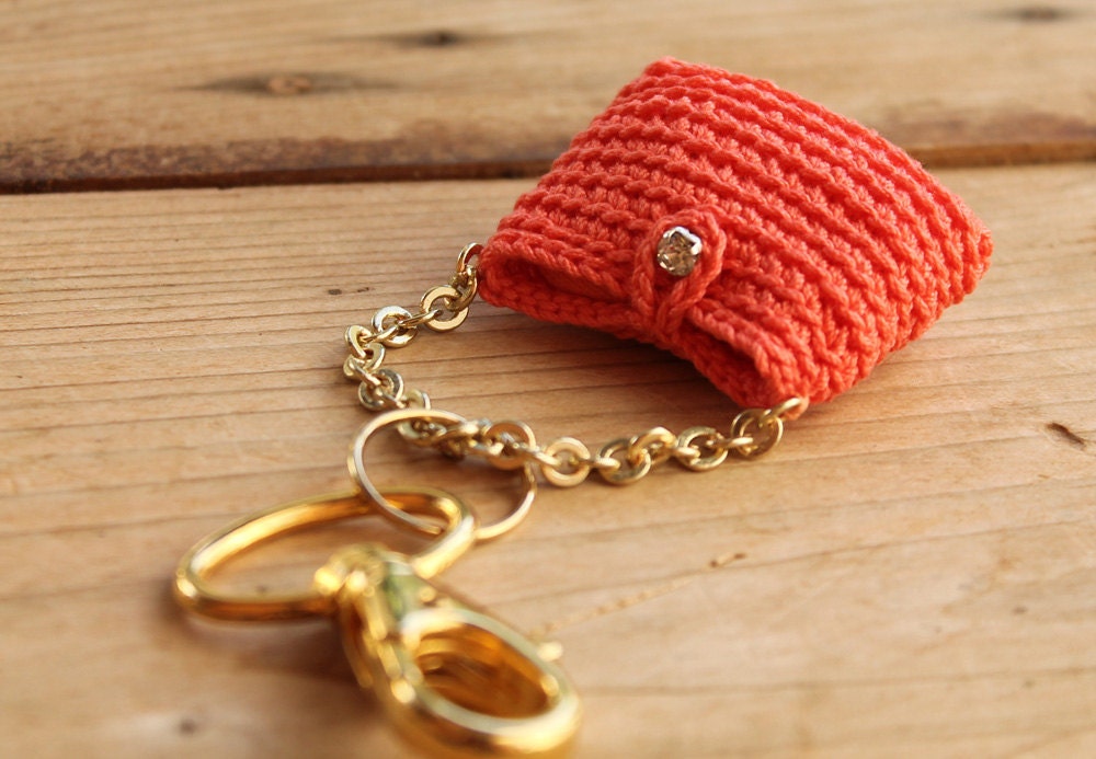 Key Holder Crochet Purse Keychain Coral Purse Key Chain Crochet Mini ...