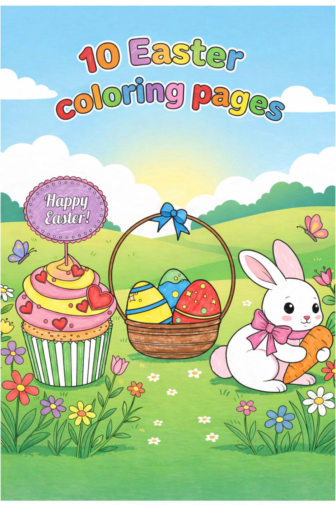 10 Easter Coloring Pages for Kids Printable, Easter Coloring Pages for ...