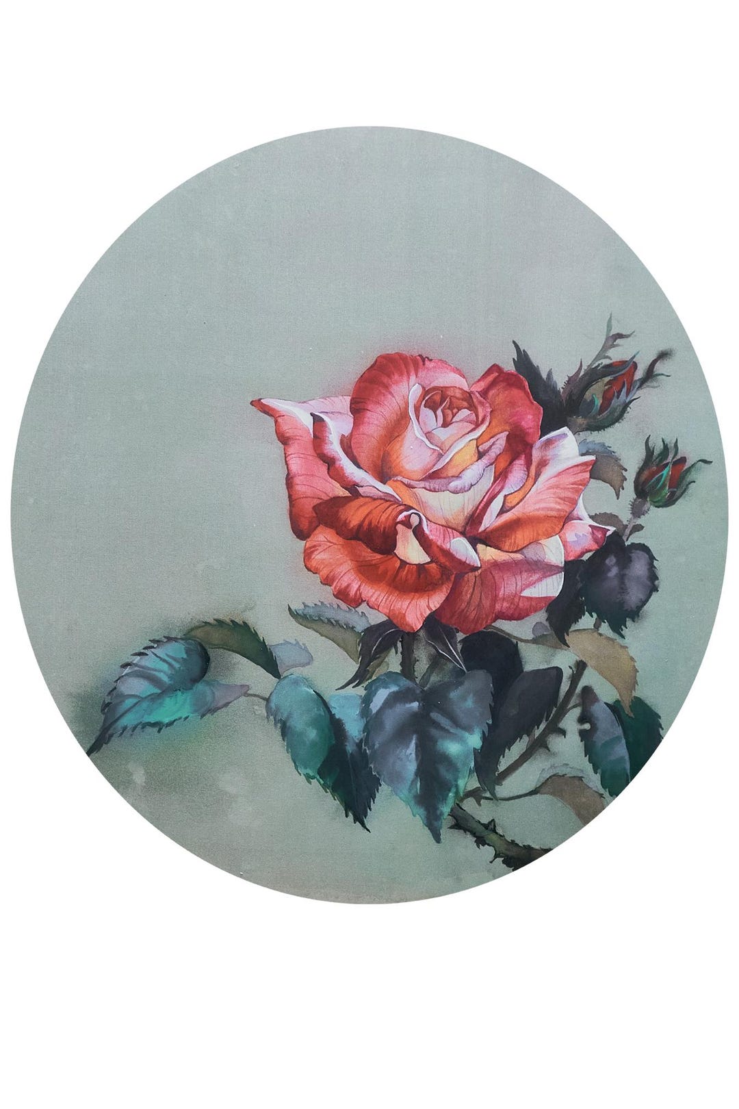 Velvet Rose, Circular Silk Fan - Etsy