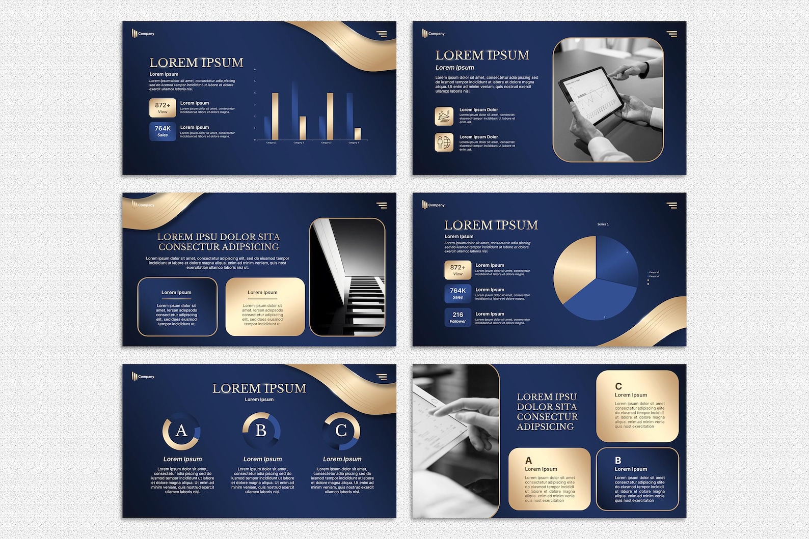Luxury Powerpoint Template, PPT Blue and Gold, Modern Business ...