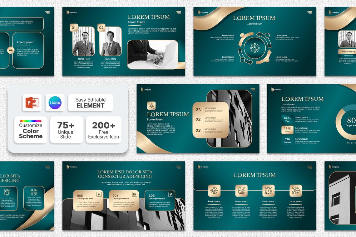 Luxury Powerpoint Template, PPT Black and Gold, Modern Business ...