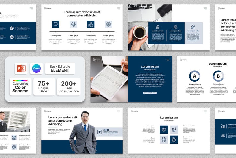 Minimalist Blue Powerpoint Template, Modern Business Presentation ...