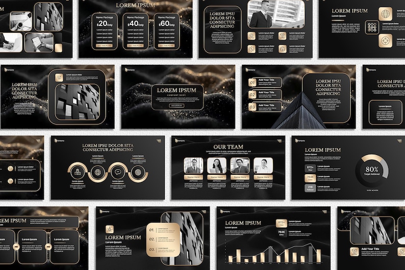 Luxury Black and Gold Powerpoint Template, Minimalist Business ...