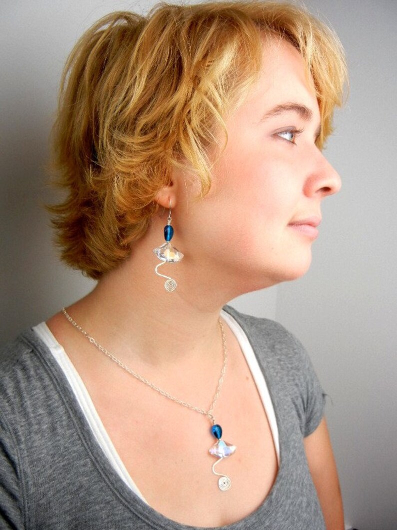 Cerulean Blue Pendant With Rainbow Flash, Sterling Silver Hammered Wire ...