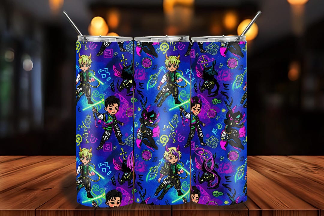 K-pop Chibi 20oz Tumbler Wrap, Anime Cyberpunk Sublimation PNG ...