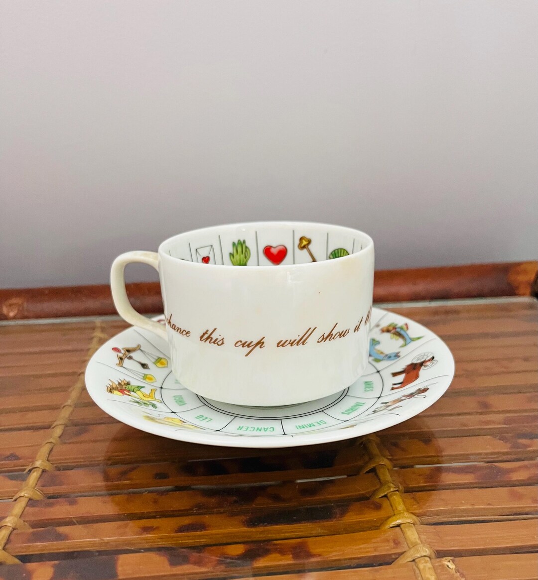 Vintage Fortune Telling Cup & Saucer, Astrology Signs Tea Leaf Reading ...