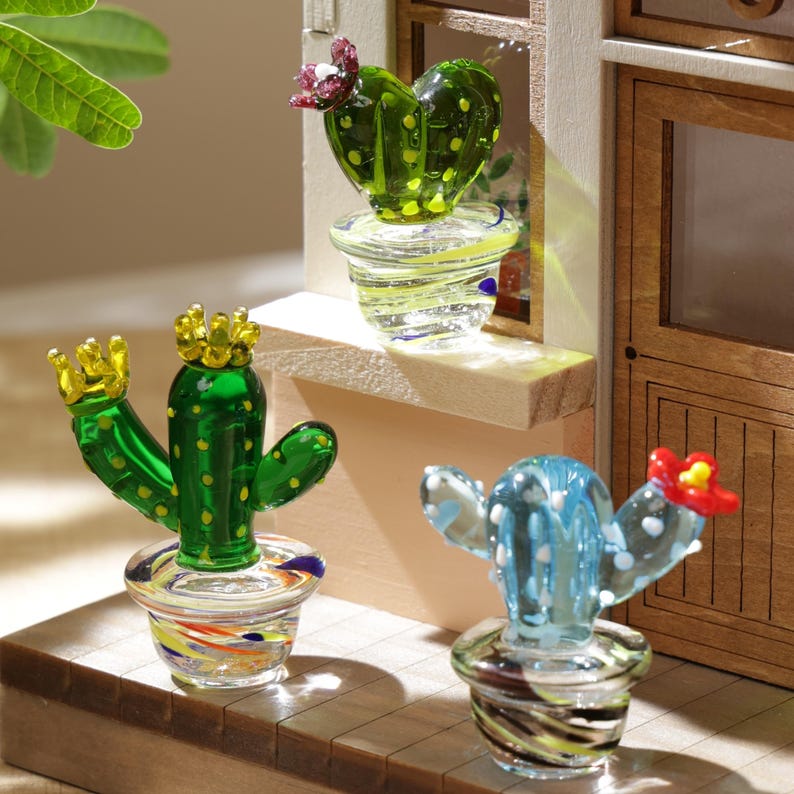 Hand Blown Glass Cactus Sculpture: Unique Home Decor - Etsy
