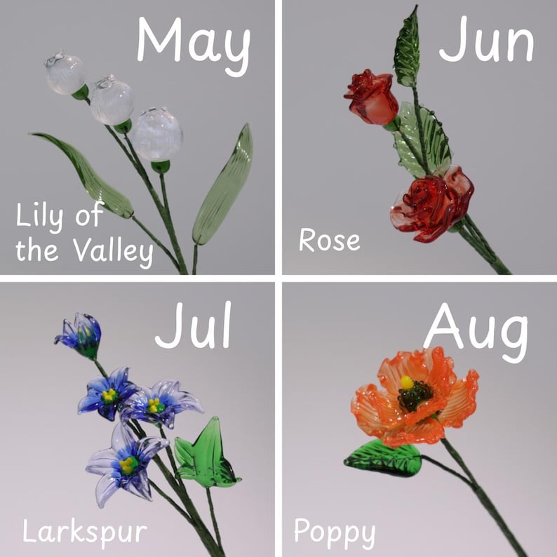 Hand Blown Glass June Birth Flower Rose – A Thoughtful Gift for ...