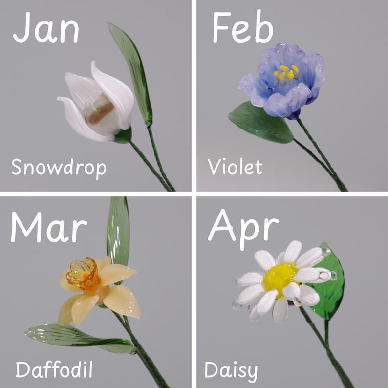 Hand Blown Glass June Birth Flower Rose – A Thoughtful Gift for ...