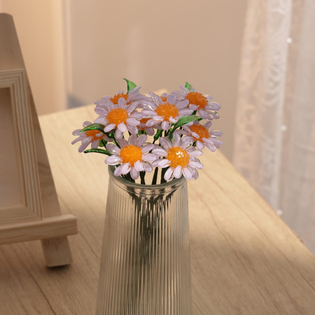 Hand Blown Glass September Birth Flower Aster – A Thoughtful Gift for ...