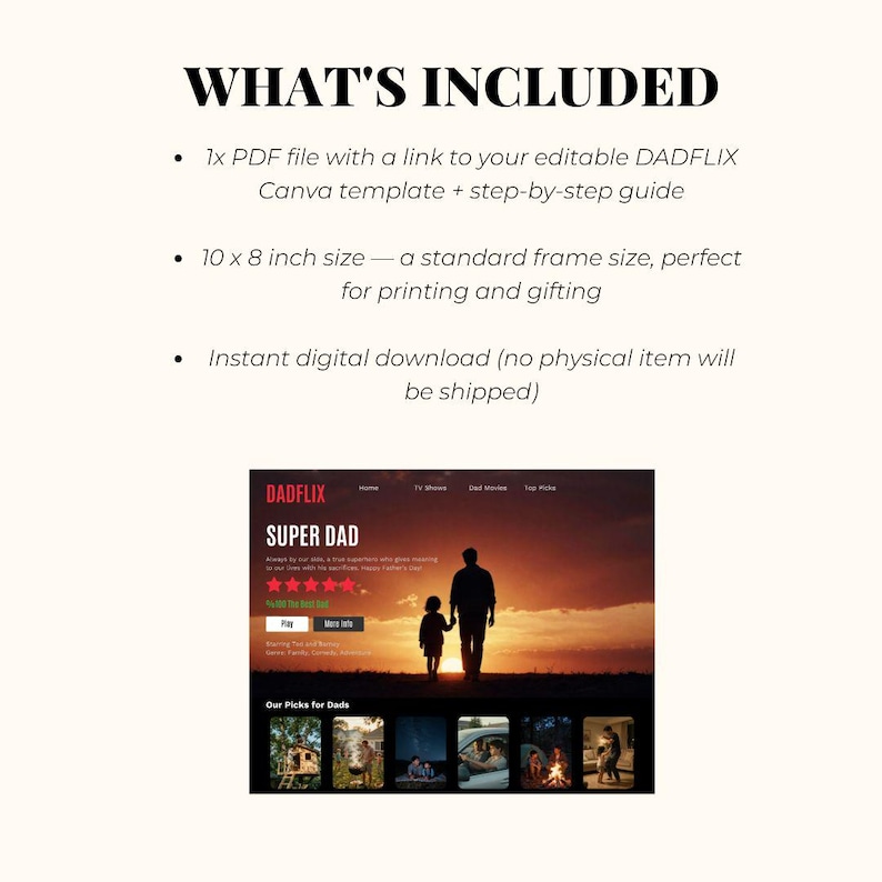 DADFLIX Movie Poster Print | Personalized Netflix Style Dad Gift ...