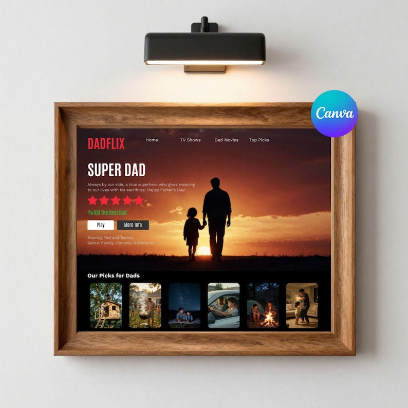DADFLIX Movie Poster Print | Personalized Netflix Style Dad Gift ...