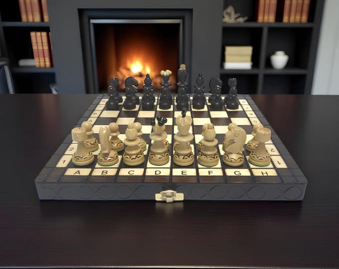 Chess Set Modern Wood Rustic Decor, Minimalist Style Log Chess Set ...