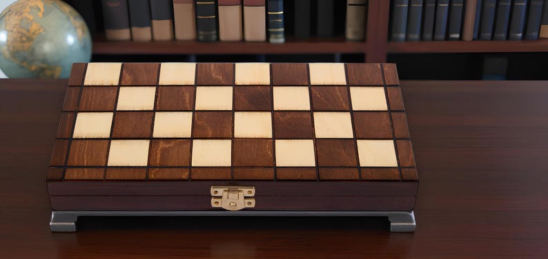 Luxury Handmade Checkers Set – Folding Board 9.8″ × 9.8″ | Elegant Gift ...