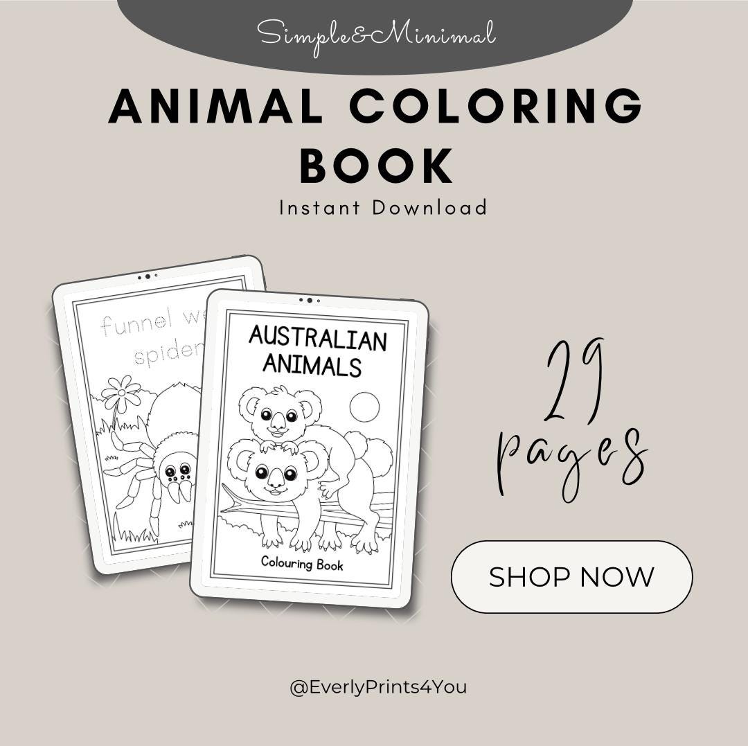 Australian Animals Coloring Book | 29 Pages | Kids Printable Activity ...