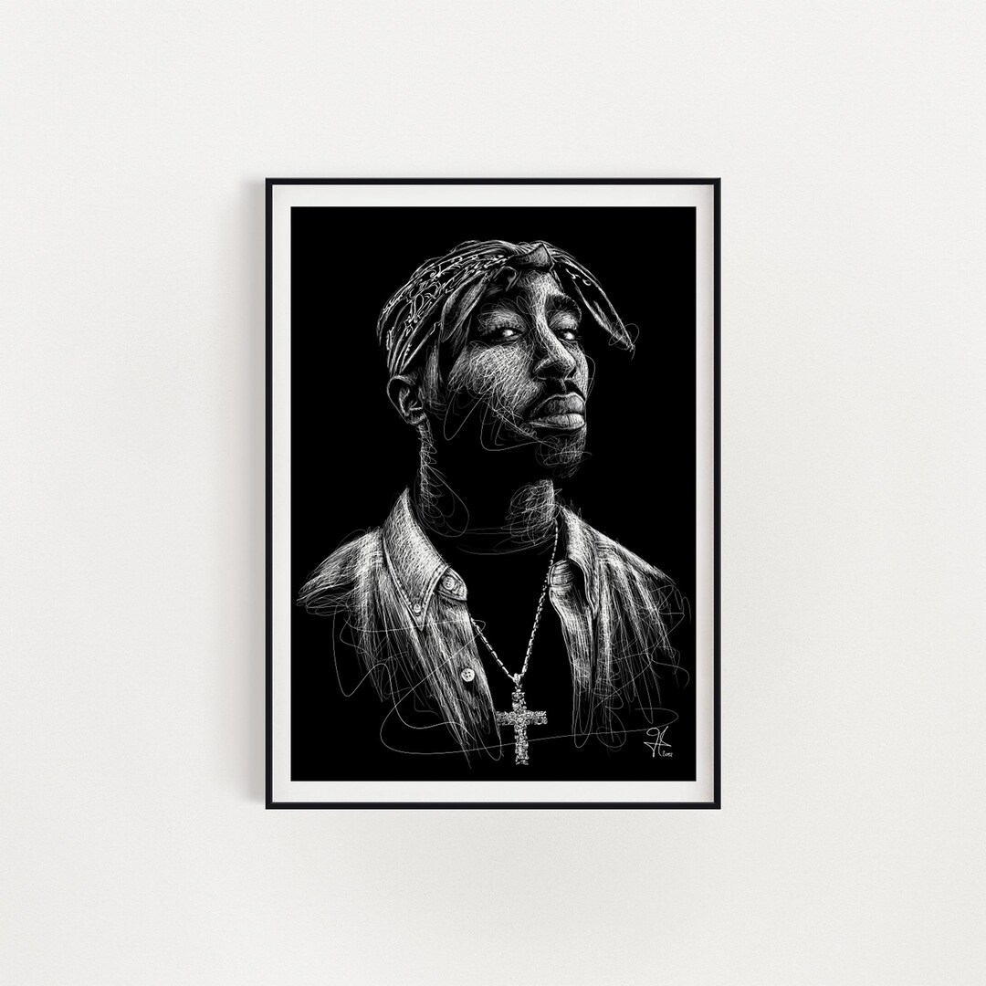 Tupac Shakur Portrait Print – 2pac Music Icon Illustration, Hip Hop ...