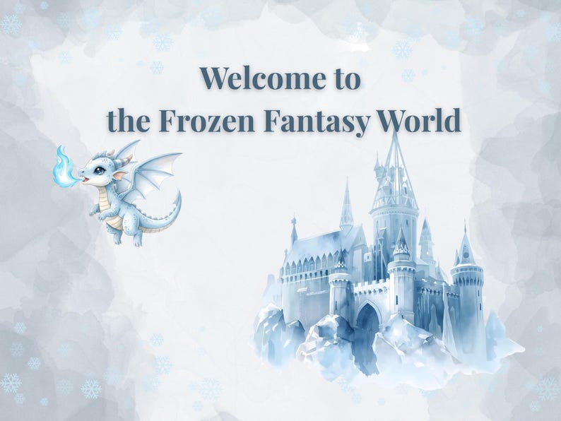 Ice Dragon Fantasy Clipart Set | 50 Pngs | Blue & White Icy World ...