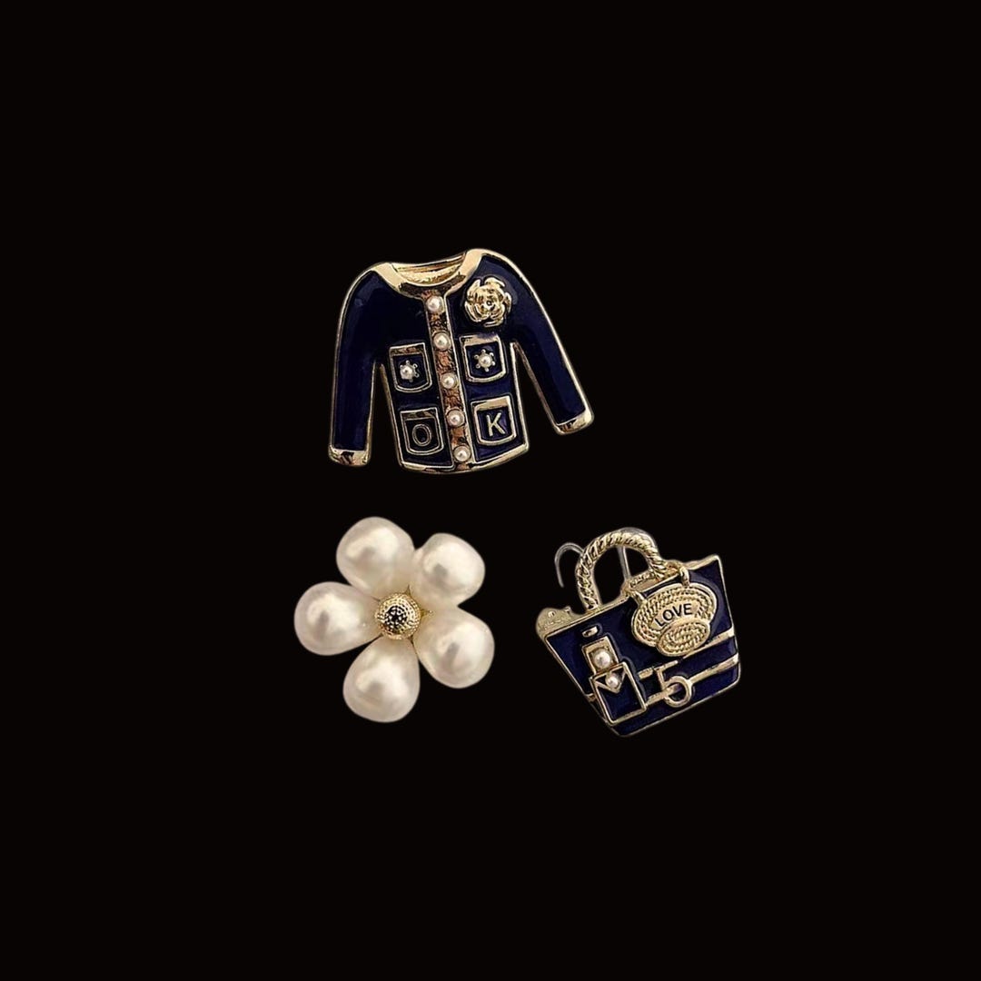 3PCS Elegant Brooches and Pins for Women, Set With Handbag, Flower ...