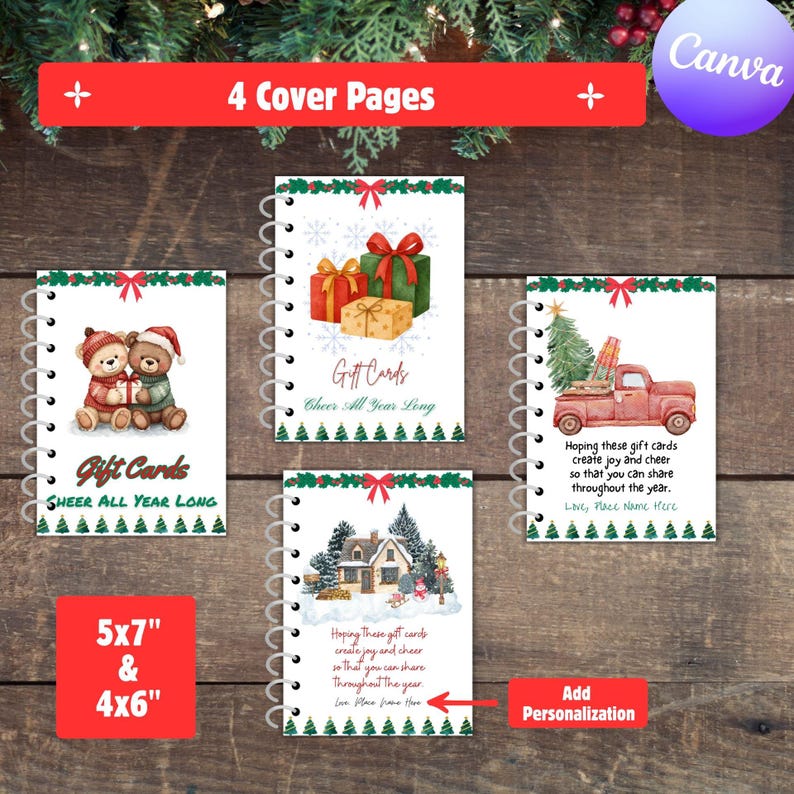 Printable Christmas Gift Card Personalized Book- Gift Card Holder ...