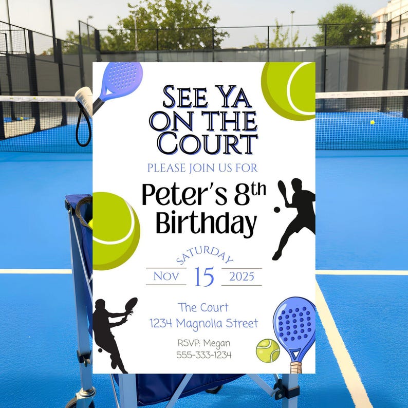 Padelball Birthday Invitation, Custom Padel Ball Digital Download ...