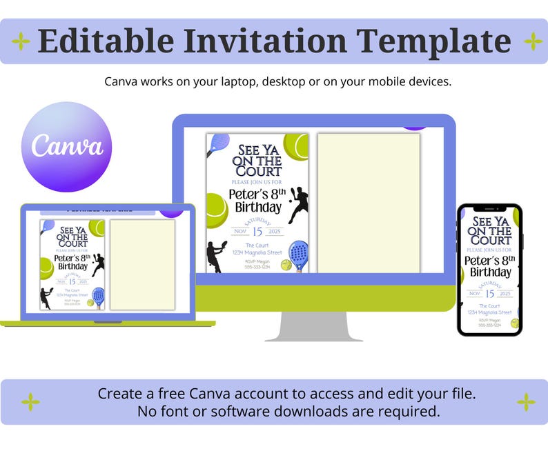 Padelball Birthday Invitation, Custom Padel Ball Digital Download ...