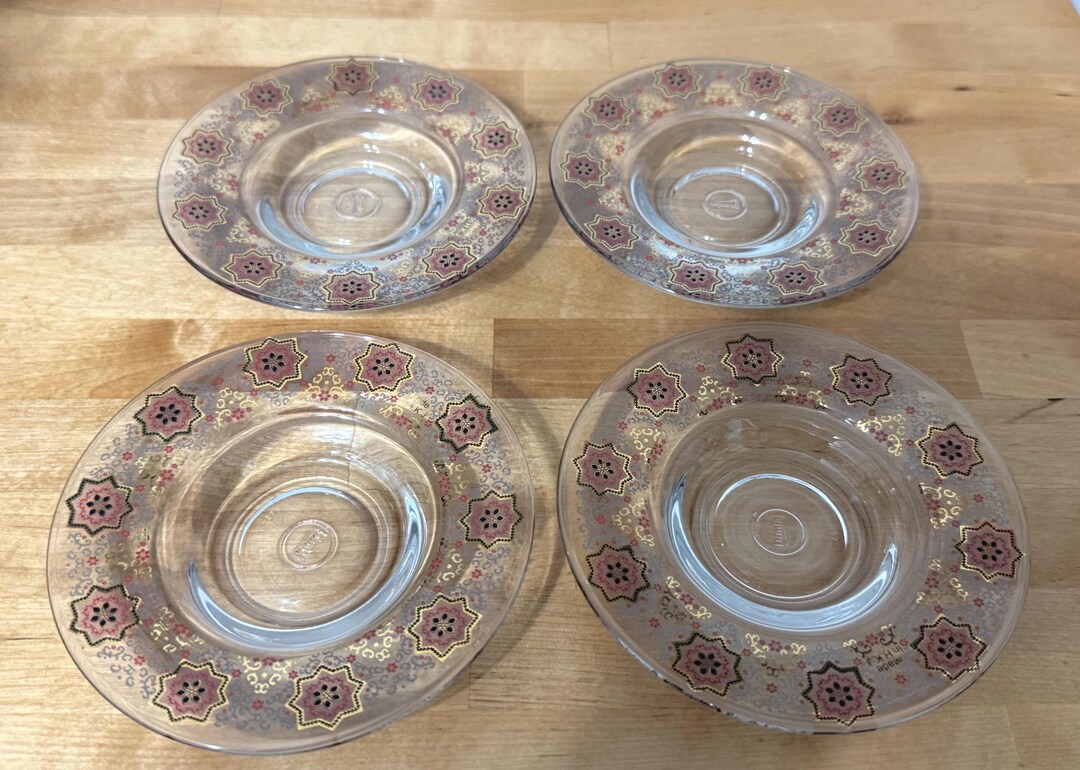 Mid-century Dimlaj Enamel Glass Dessert Plate | 1960s Decorative Glass ...