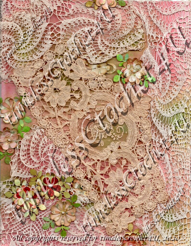 Vintage Lace & Flowers Kit, 5 Sheets-digital Printable Downloads for ...