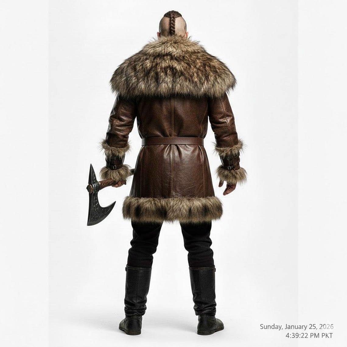 Men’s Viking Leather Fur Coat | Medieval Warrior Shearling Jacket - Etsy