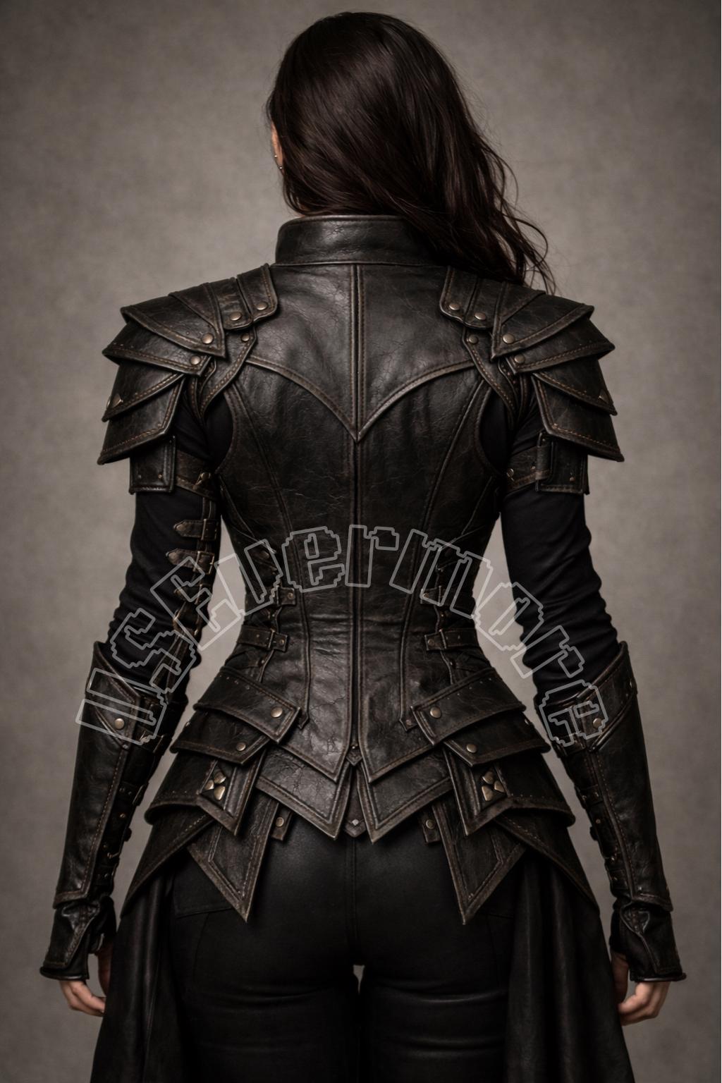 Black Leather Warrior Corset Jacket – Gothic Knight Armor Costume ...