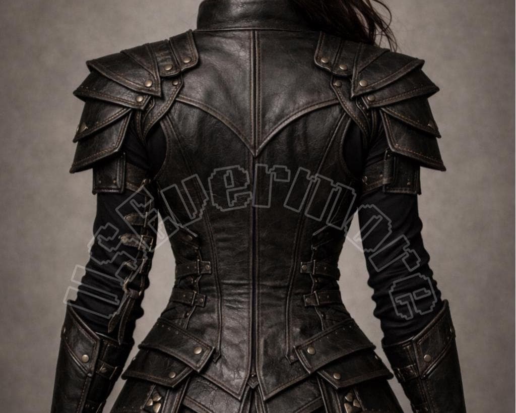 Black Leather Warrior Corset Jacket – Gothic Knight Armor Costume ...