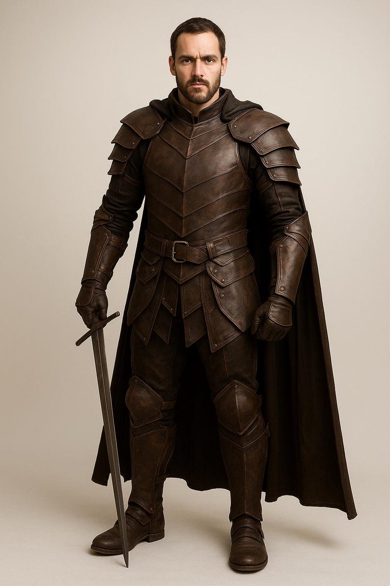 Black Medieval Warrior Leather Armor Set – Gothic Fantasy LARP ...