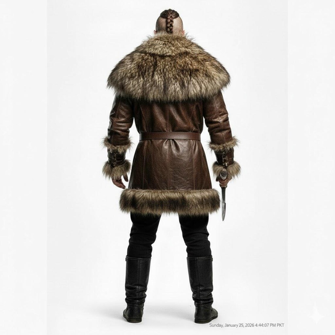 Men’s Viking Leather Fur Coat | Medieval Warrior Shearling Jacket - Etsy