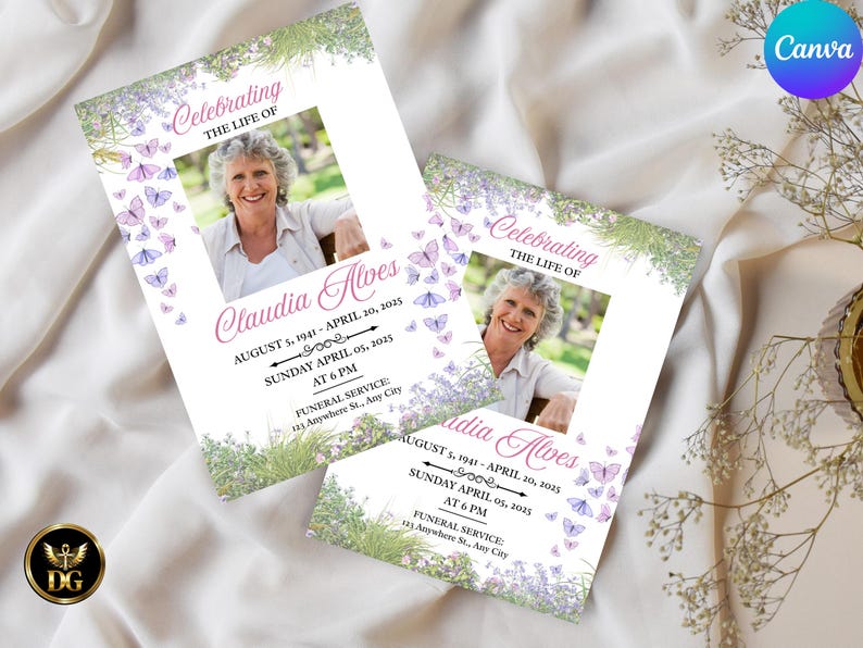 Butterfly Funeral Program Template: Editable Celebration of Life ...