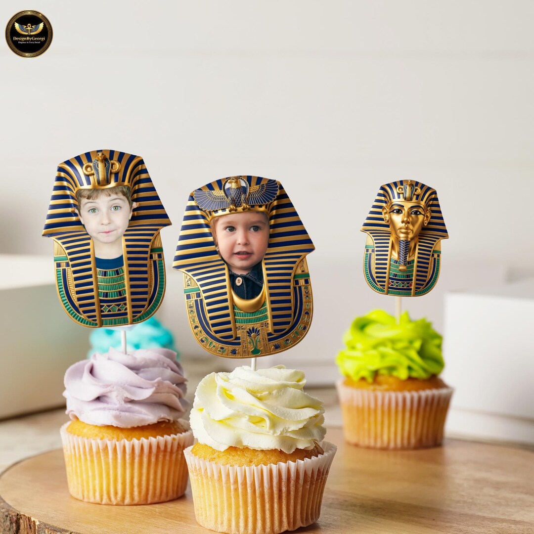 Ancient Egypt Birthday Cupcake Toppers Printable | King Tut Tutankhamun ...