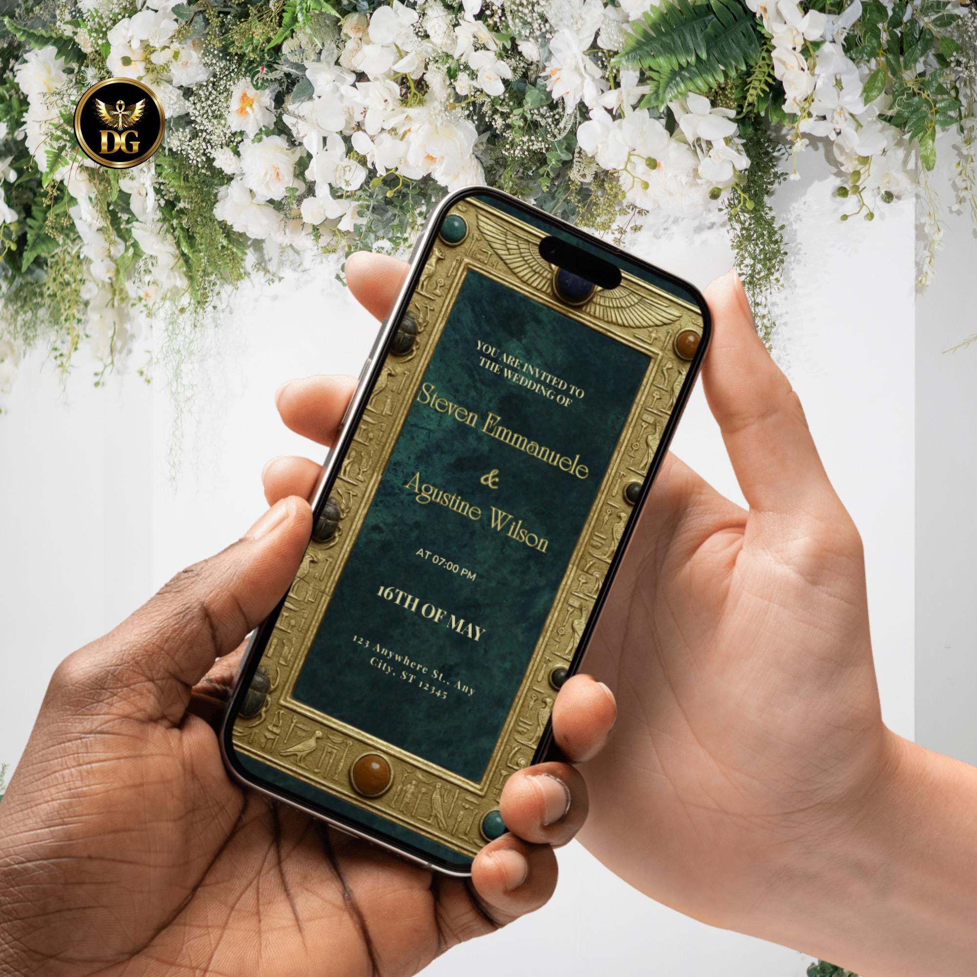 Egyptian Pharaoh Wedding Invitation | Editable Canva Template Ancient ...