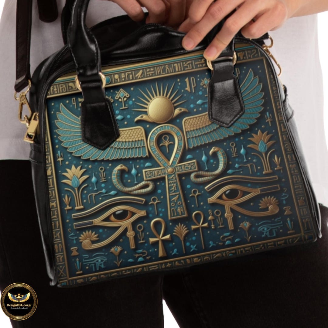 Ancient Egyptian Ankh and Eye Shoulder Handbag | Egyptian Revival ...