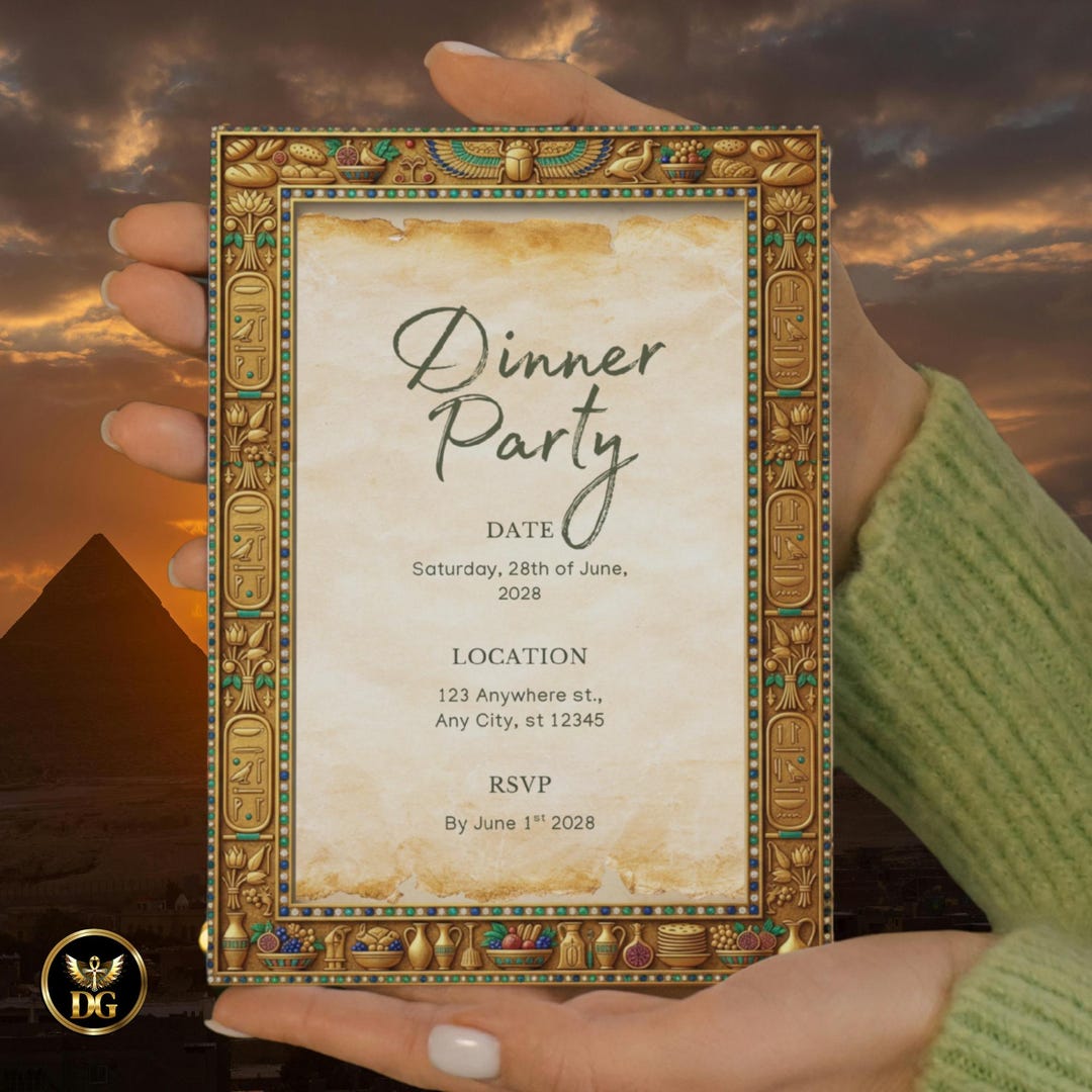 Feast Like a Pharaoh! Egyptian Dinner Party Invitation Template ...