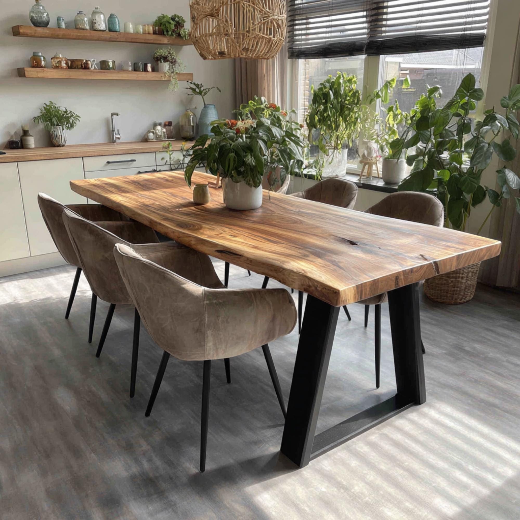Handmade Walnut Dining Table – Live Edge Rustic Farmhouse Table - Etsy