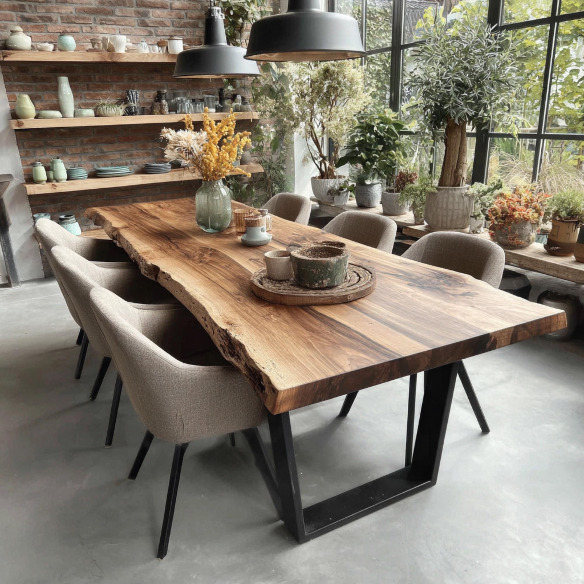 Handmade Walnut Dining Table – Live Edge Rustic Farmhouse Table - Etsy