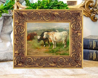 Hand-painted Cow Print on Canvas | Cow Painting Print Art | Farmhouse ...
