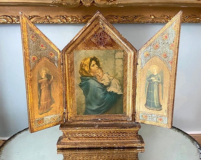 Vintage Florentine Triptych, Italian, Madonna and Child, Fra Angelico Angels - Etsy